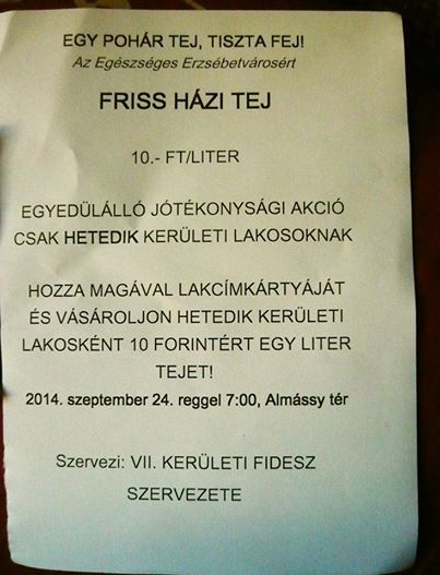 A magyar kormány ajándékaként 7 forintért ad tejet a VII. kerület ... A magyar kormány ajándékaként 7 forintért ad tejet a VII. kerület ...