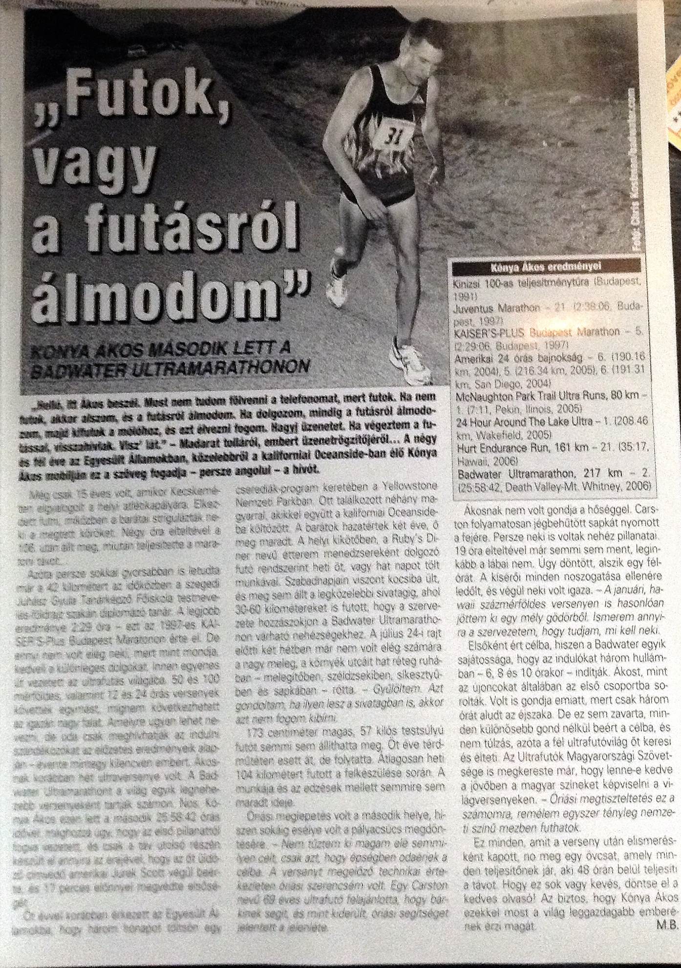 Badwater documentary (Kónya Ákos) - nem azé, aki fut